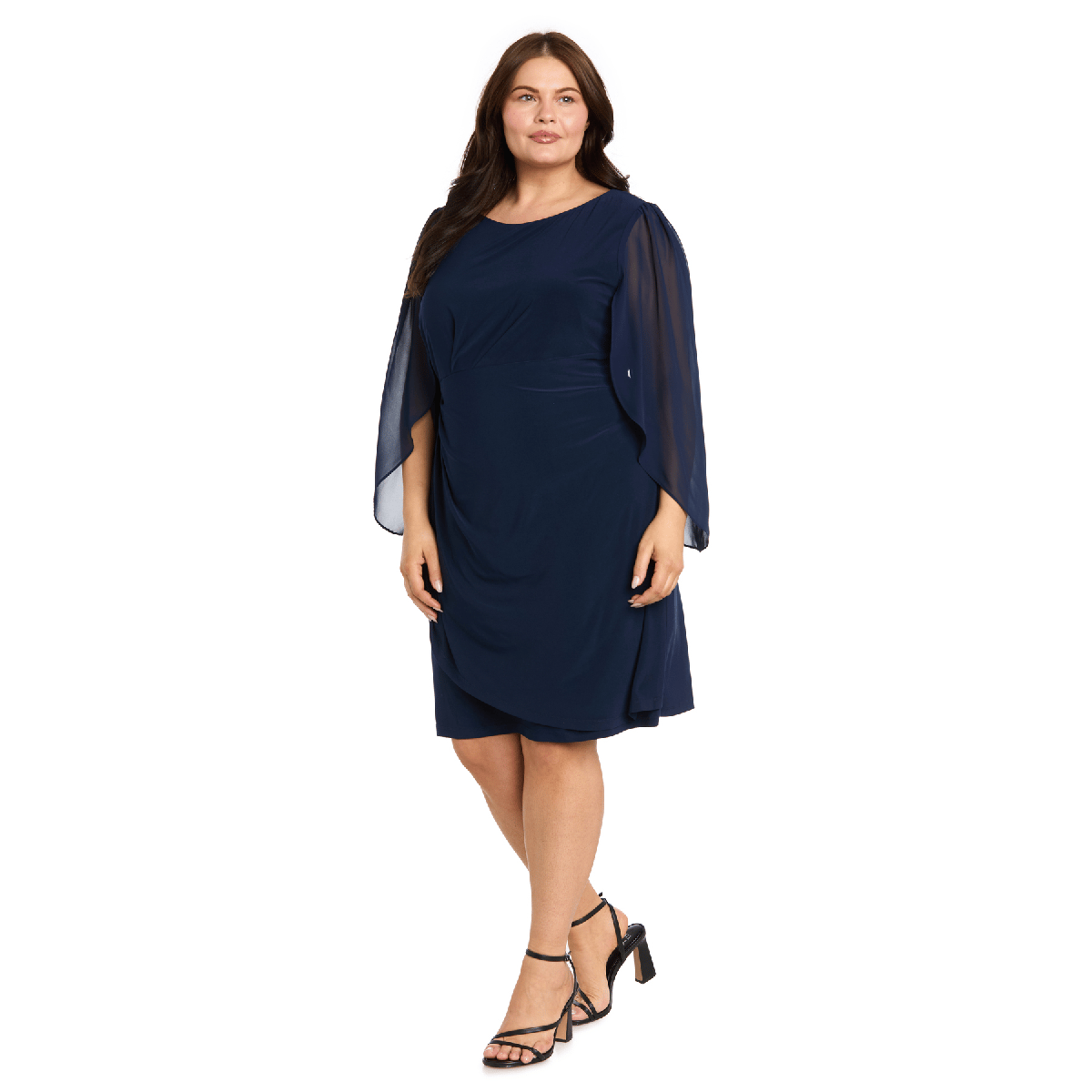 Click here for Plus Size R&M Richards 3/4 Sheer Sleeve Ruched She... prices