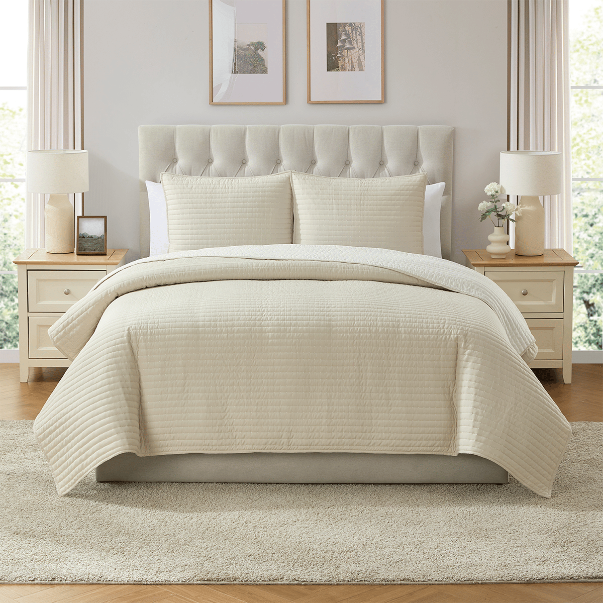VCNY Home Embroidered 3pc. Pick Stitch Microfiber Quilt Set