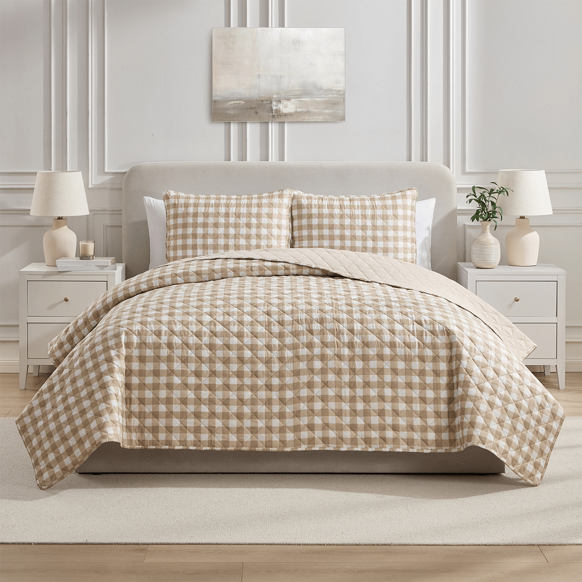 Click here for VCNY Home Gingham Microfiber Quilt Set prices