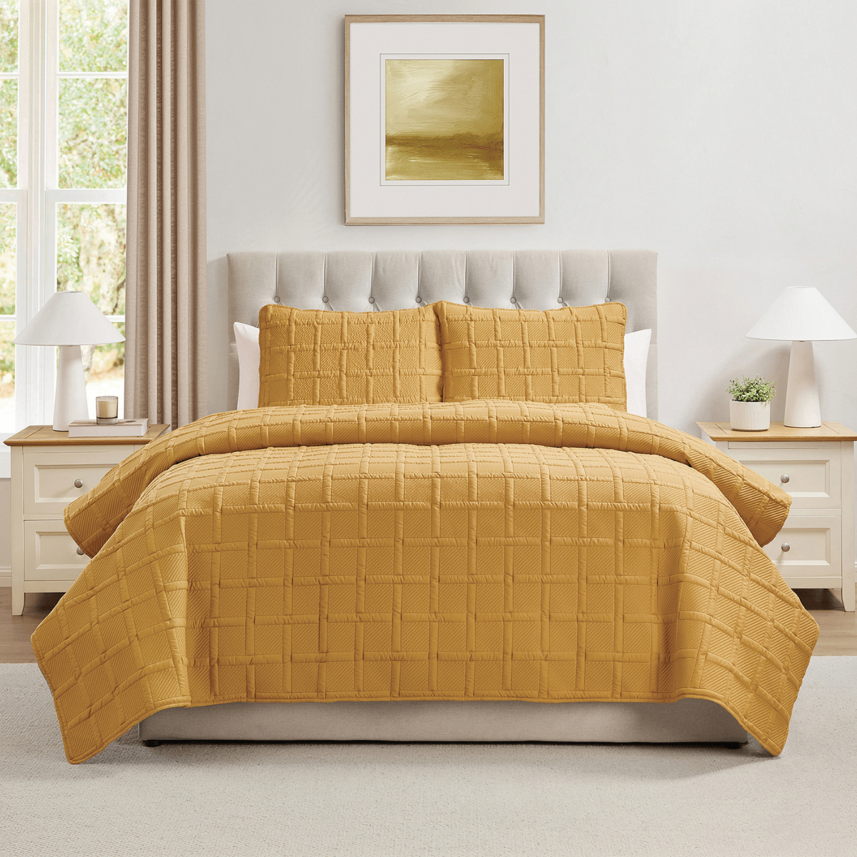 Click here for VCNY Home Solid 3pc. Square Pinsonic Textured Quil... prices