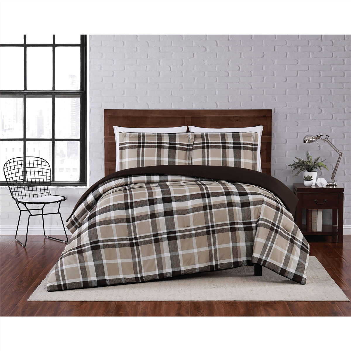 Click here for Truly Soft Paulette Plaid Taupe 3pc. Comforter Set prices