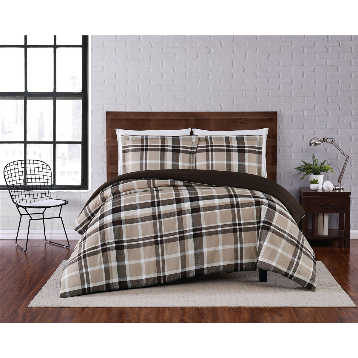 Click here for Truly Soft Paulette Plaid Taupe 3pc. Duvet Cover S... prices