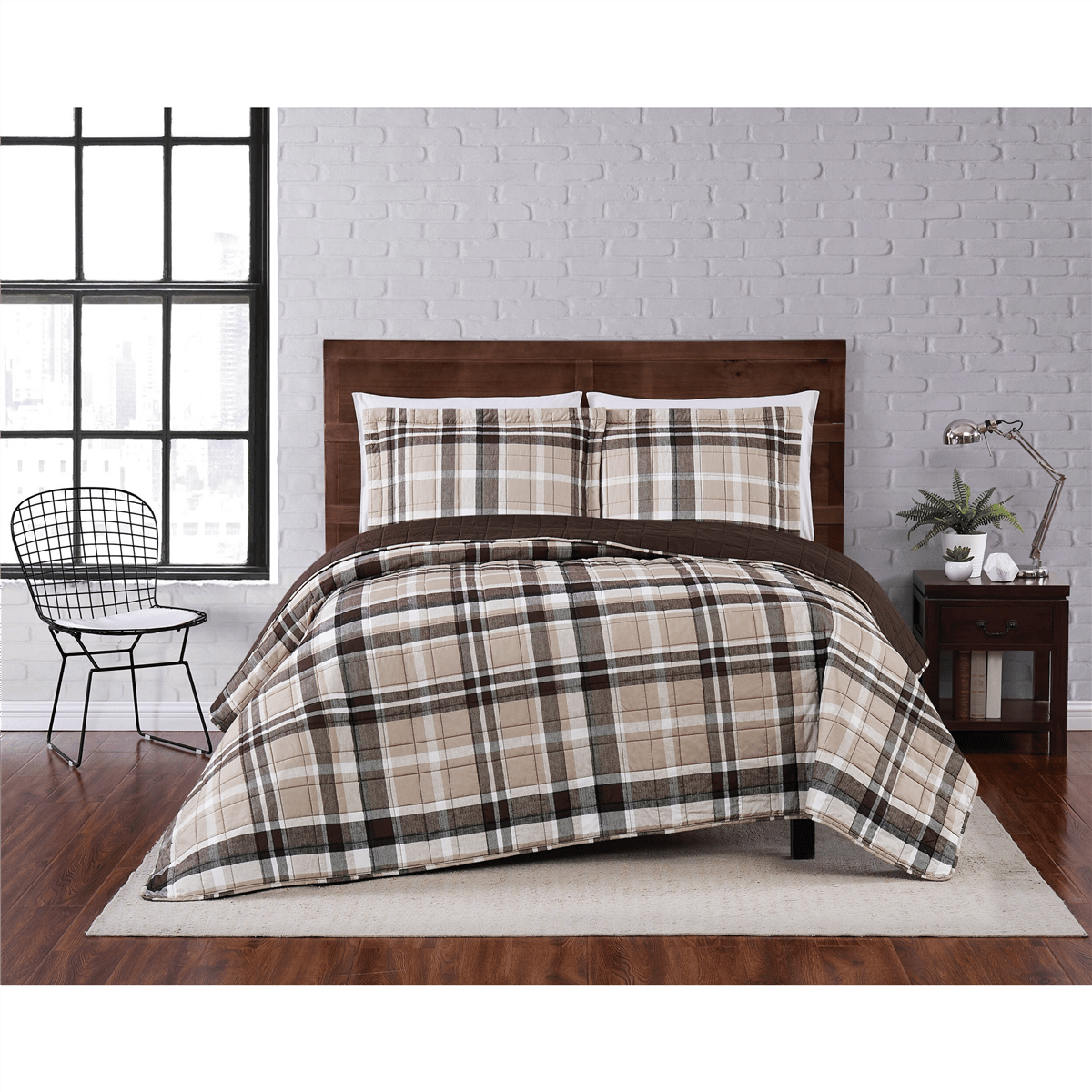 Click here for Truly Soft Paulette Plaid Taupe 3pc. Quilt Set prices