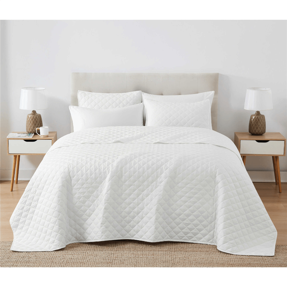 Cannon Oversized Cotton Percale 3-Pc. Quilt Set  Full/Queen - White