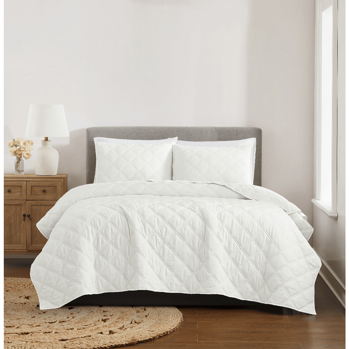 Brooklyn Loom Diamond Washed Cotton 3pc. Quilt Set
