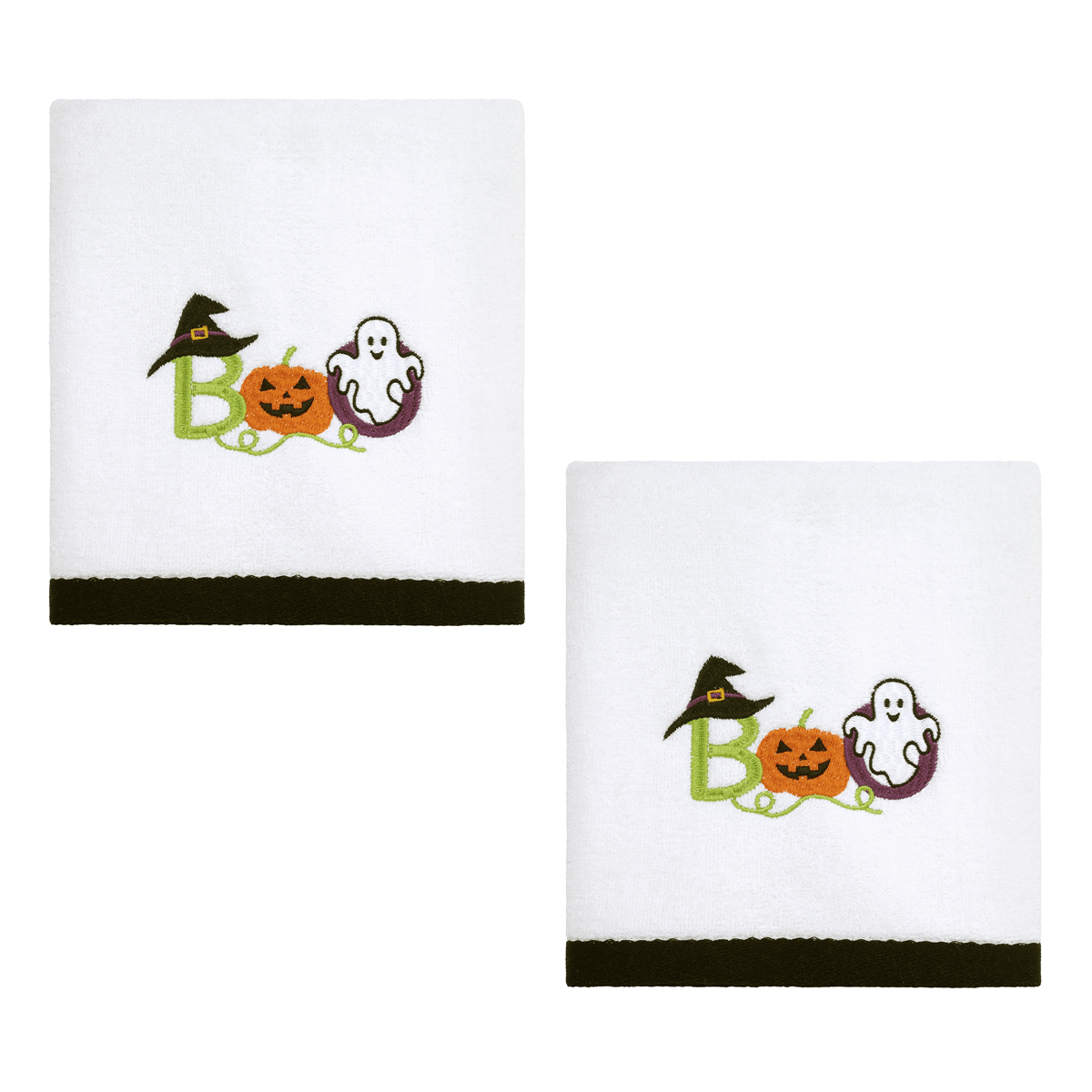 Click here for Avanti Colorful Boo Halloween 2pk. Embroidered Han... prices