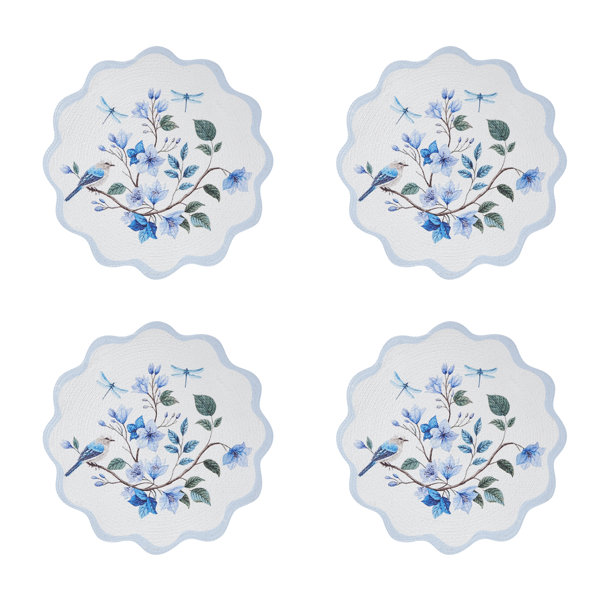 Click here for Avanti Bluebird Woven Braided Round Placemats - Se... prices