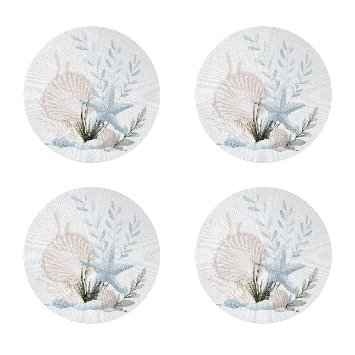 Click here for Avanti Starfish Woven Braided Round Placemats - Se... prices