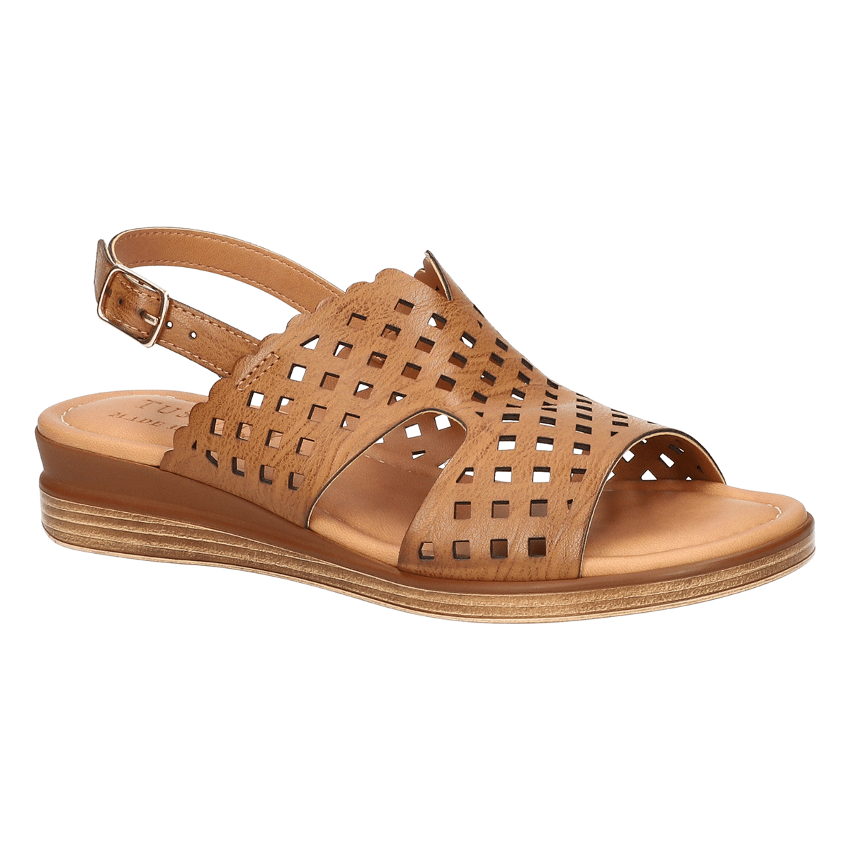 Easy Street Womens Martella Open Toe Wedge Sandals - Cognac