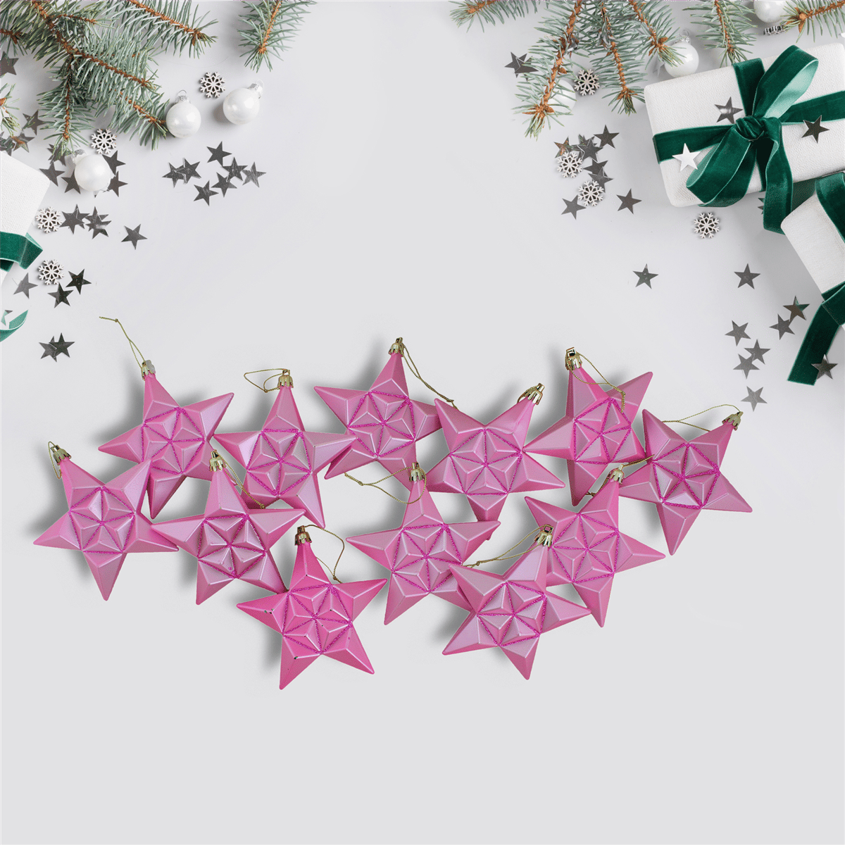 Click here for DAK 12ct. Matte Glittered Star Shatterproof Orname... prices