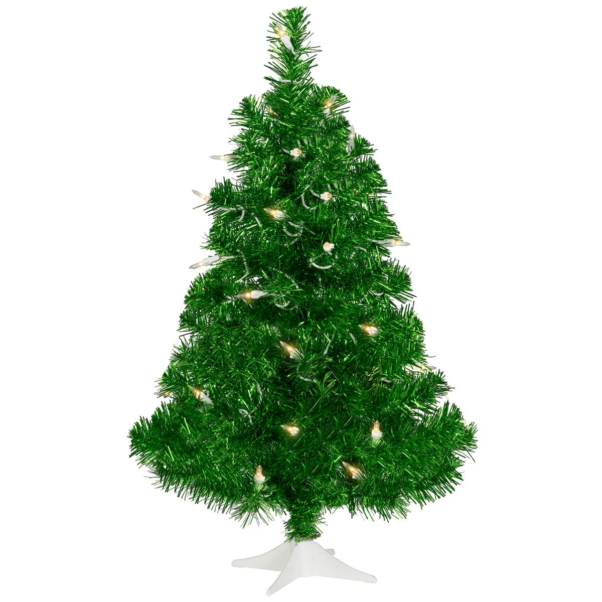 Northlight Paradise Lime Green Tinsel Artificial Clear Lights 2 Foot Pre-Lit Pine Christmas Tree  One Size  Green