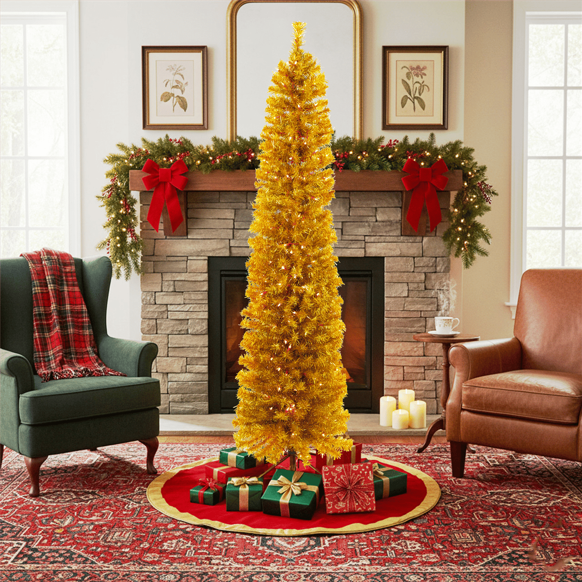 Click here for Northlight 6ft. Pre-Lit Pencil Tinsel Artificial C... prices