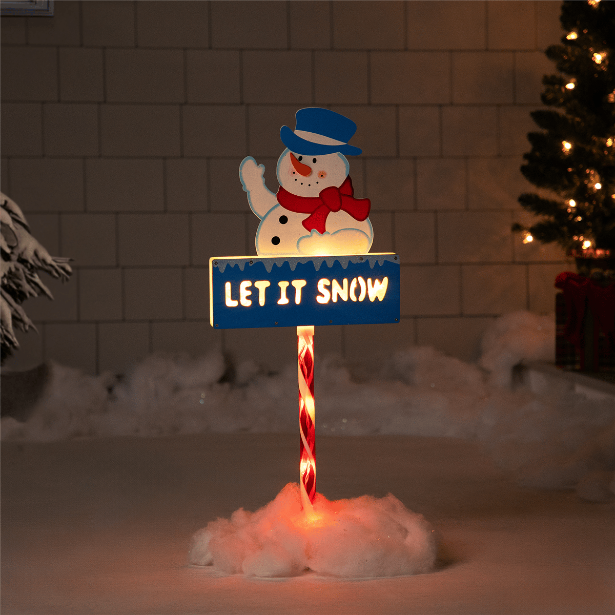 Northlight Lighted Snowman Lawn Stake Christmas Yard Art  One Size  Blue