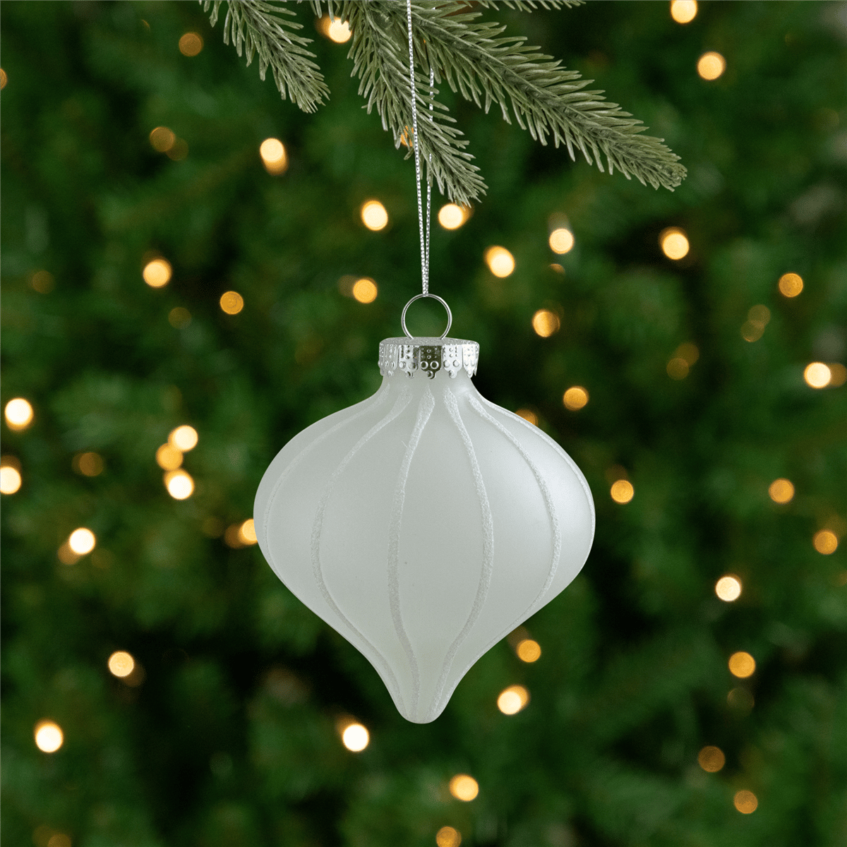 Click here for Northlight 3ct. Matte Frosted Glitter Stripes Onio... prices