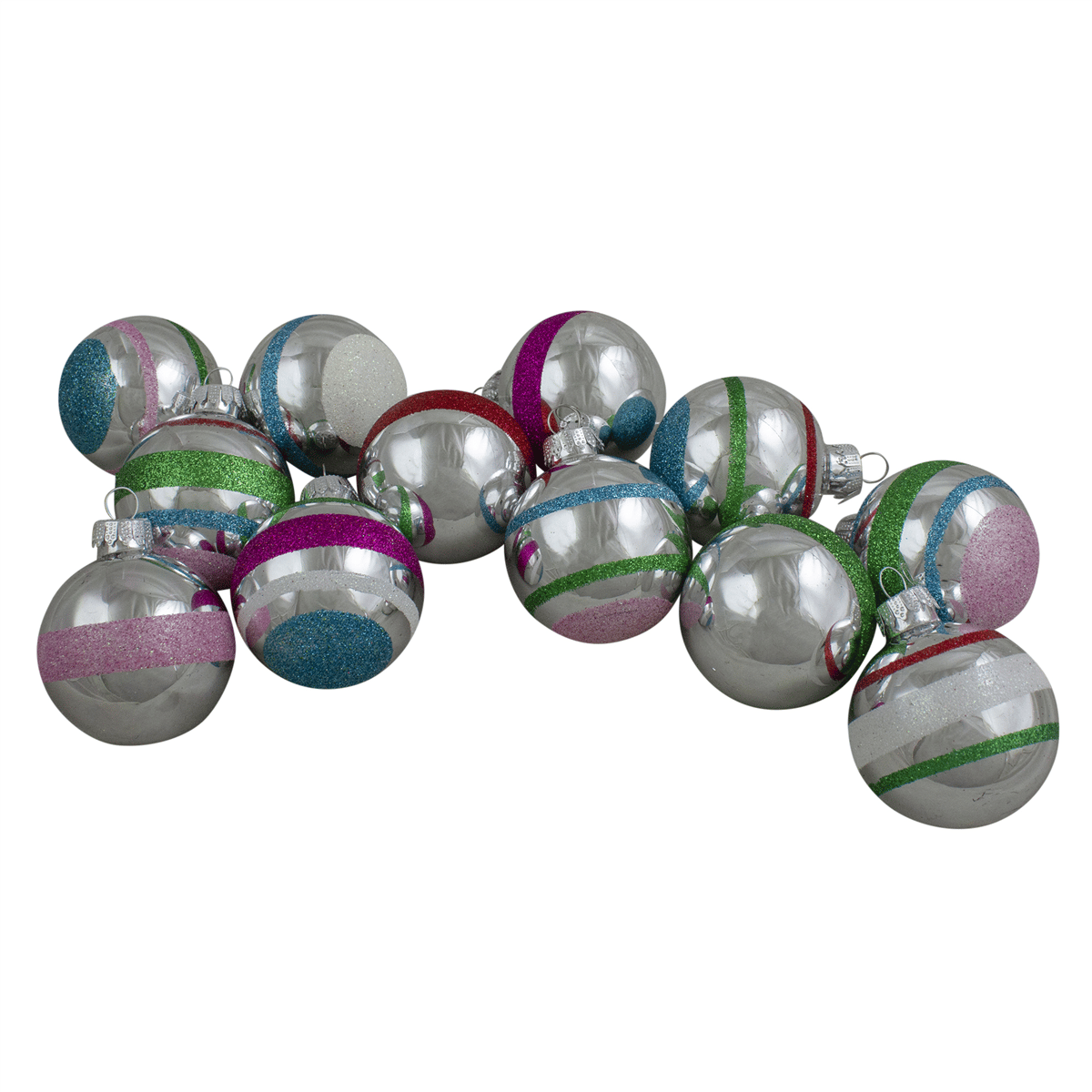 Click here for Northlight 12ct. Glitter Silver Glass Christmas Ba... prices