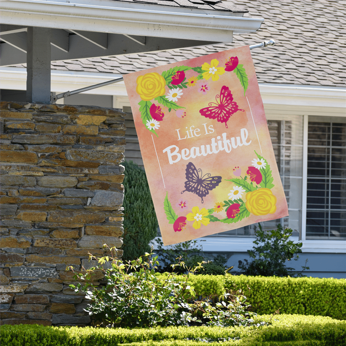 Click here for Northlight Life is Beautiful Pink Floral Outdoor H... prices