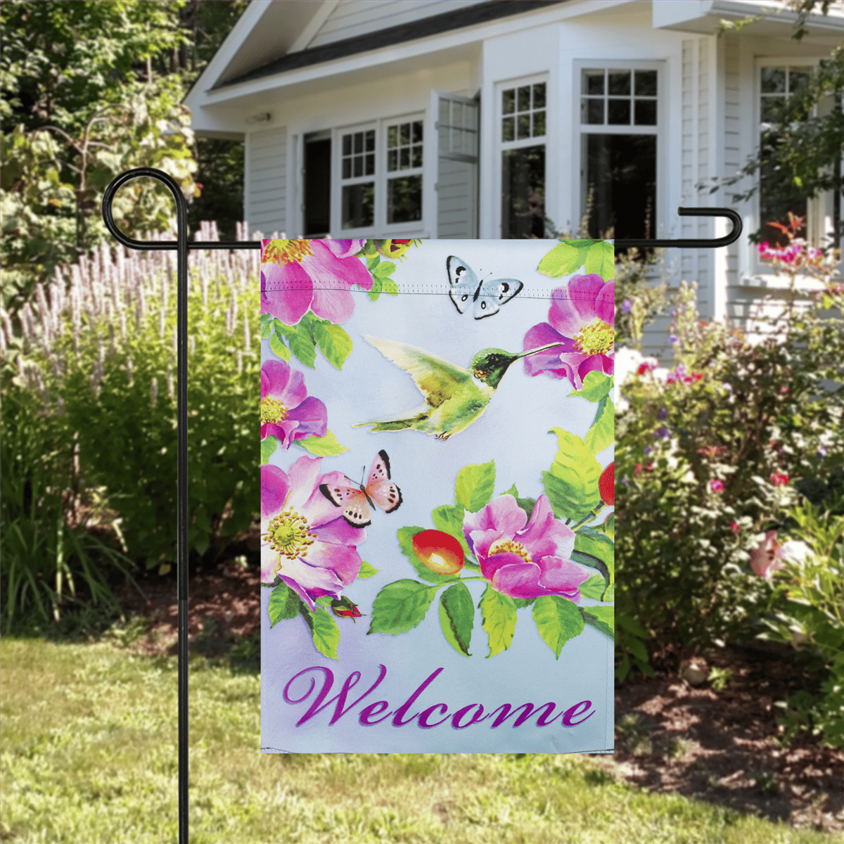 Click here for Northlight Welcome Hummingbird Floral Outdoor Gard... prices