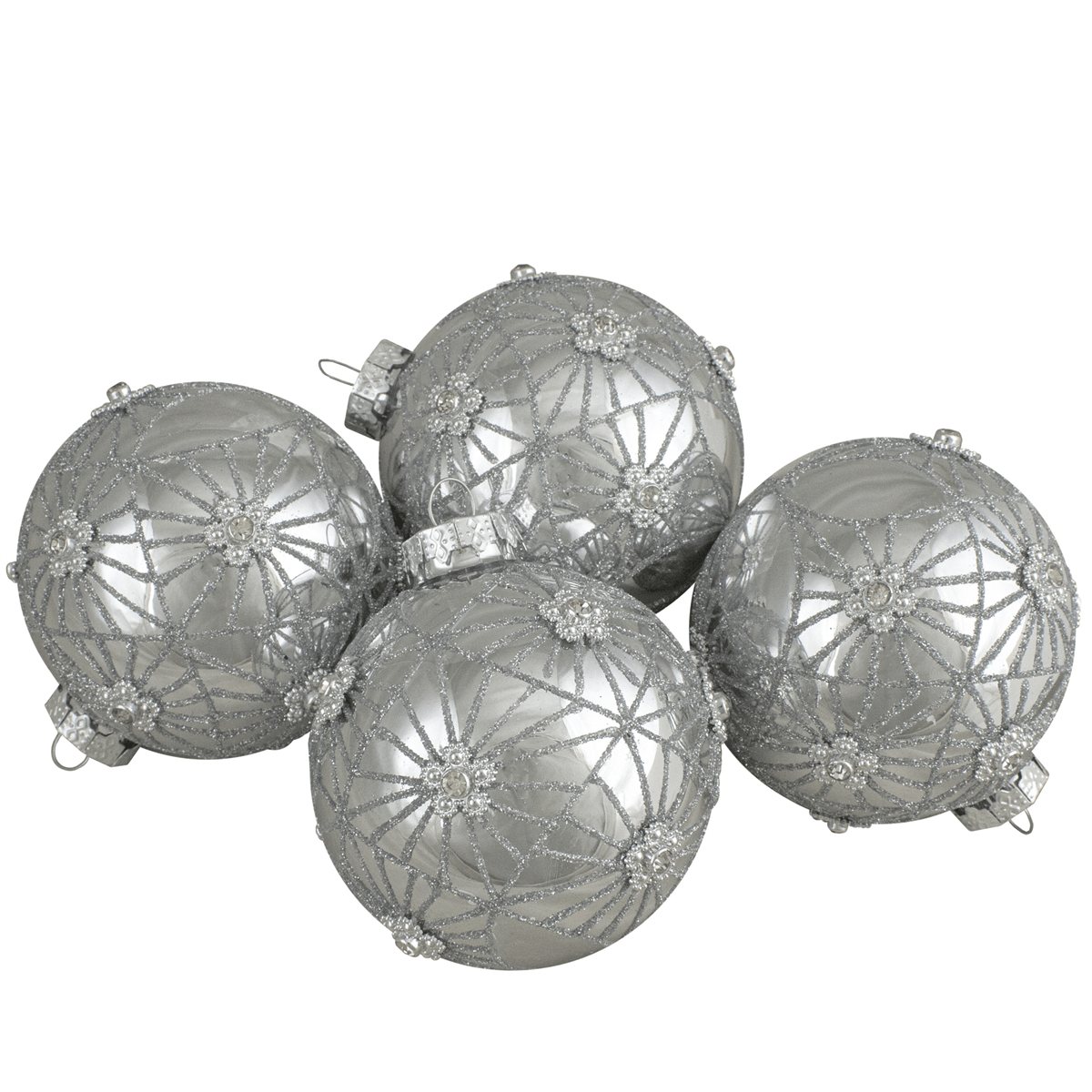 Click here for Northlight 4ct. Glittered Floral Christmas Glass B... prices