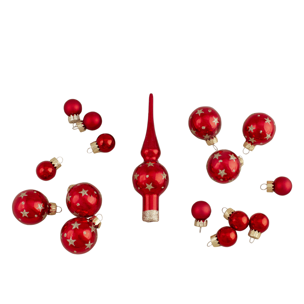 Click here for Northlight 16pc. Red Star Christmas Glass Ball Orn... prices