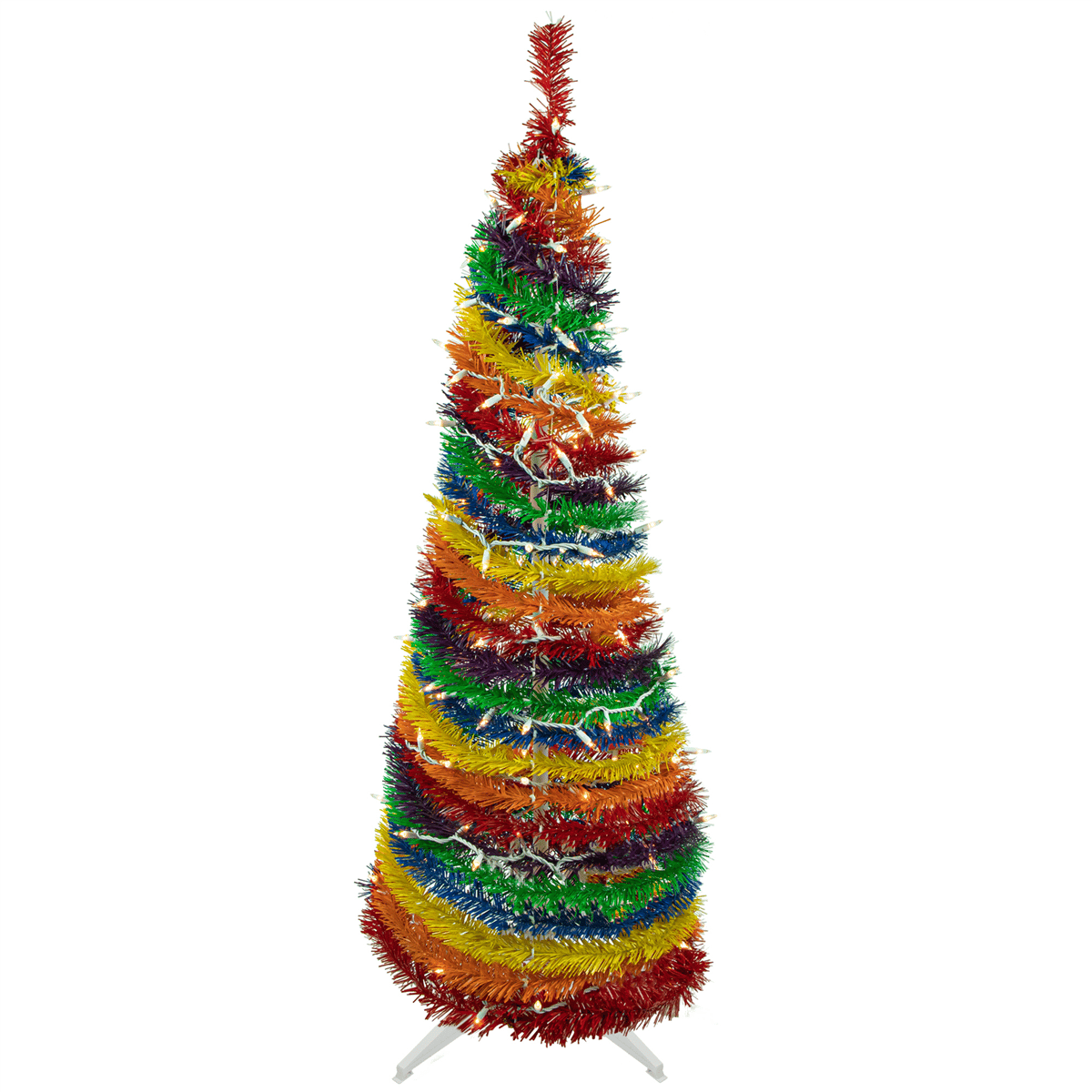 Click here for Northlight 4ft. Pre-Lit Rainbow Tinsel Pop-Up Chri... prices