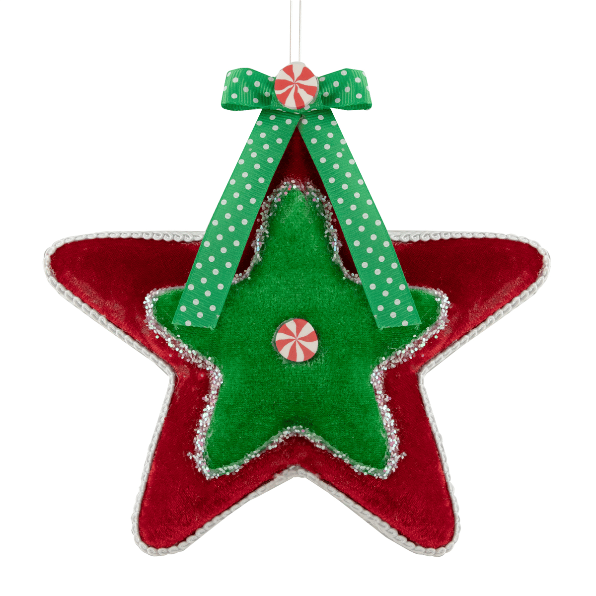 Click here for Northlight 8in. Plush Peppermint Star Christmas Or... prices