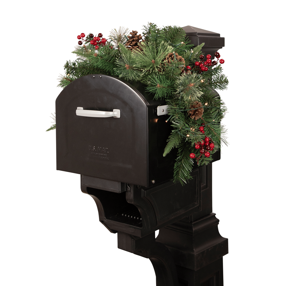 Northlight Pine Cone And Berries Mailbox Pre-Lit Swag  One Size  Green