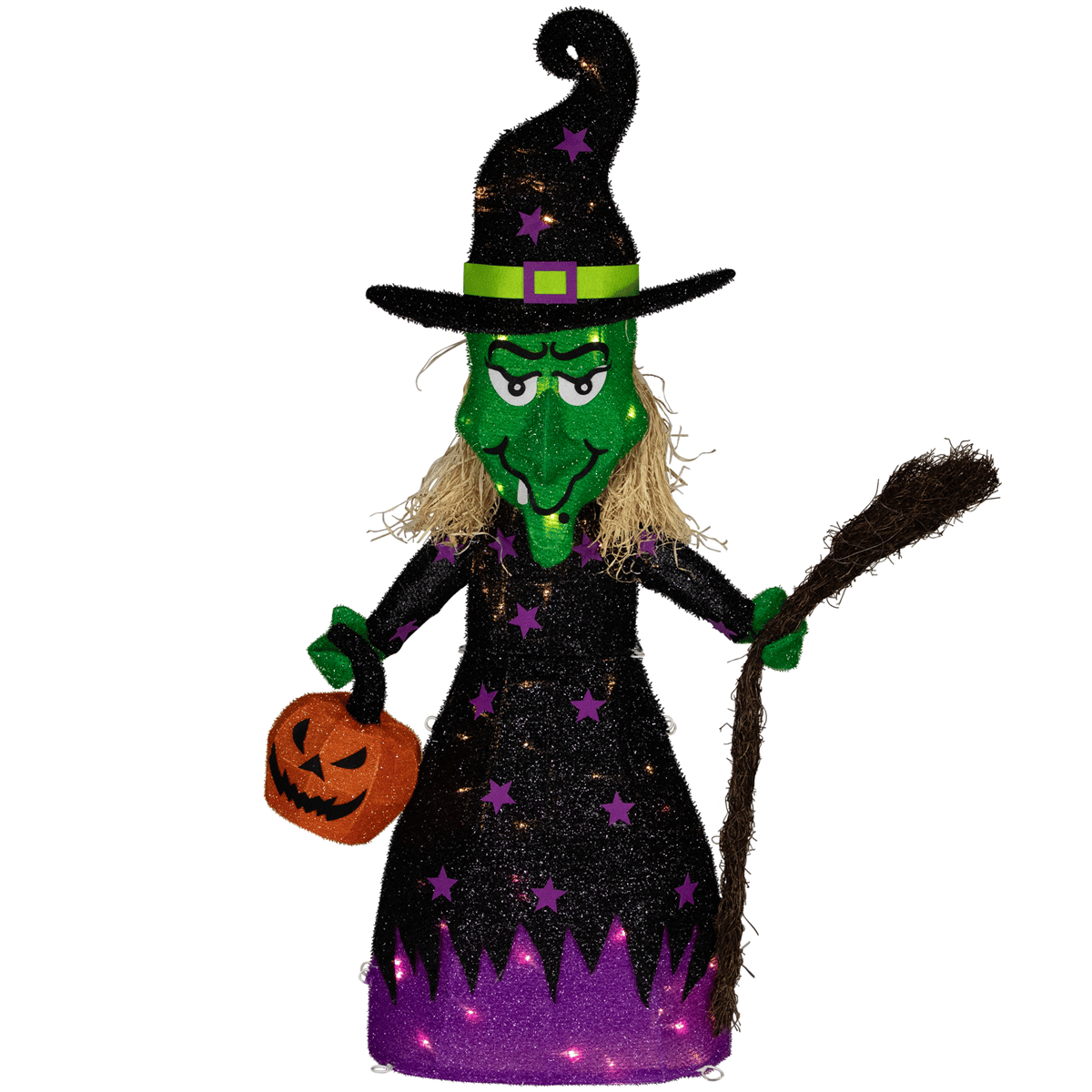 Northlight 39 Led Lighted Witch With Broom Halloween Yard Art  One Size  Purple
