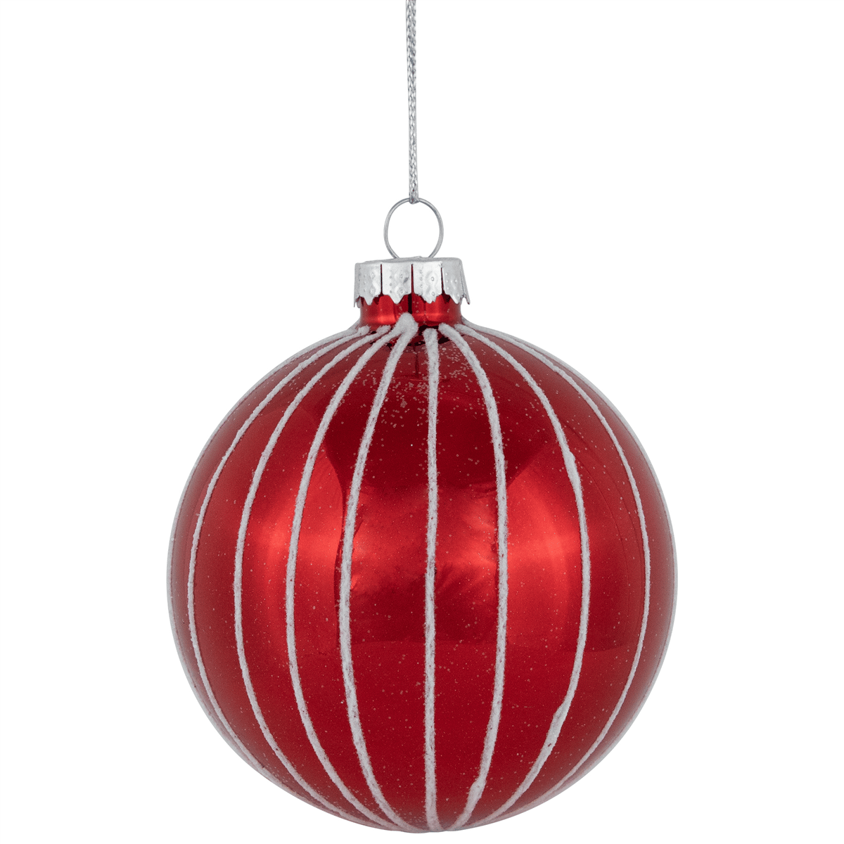 Click here for Northlight 4ct Shiny Red Striped Glass Ball Christ... prices