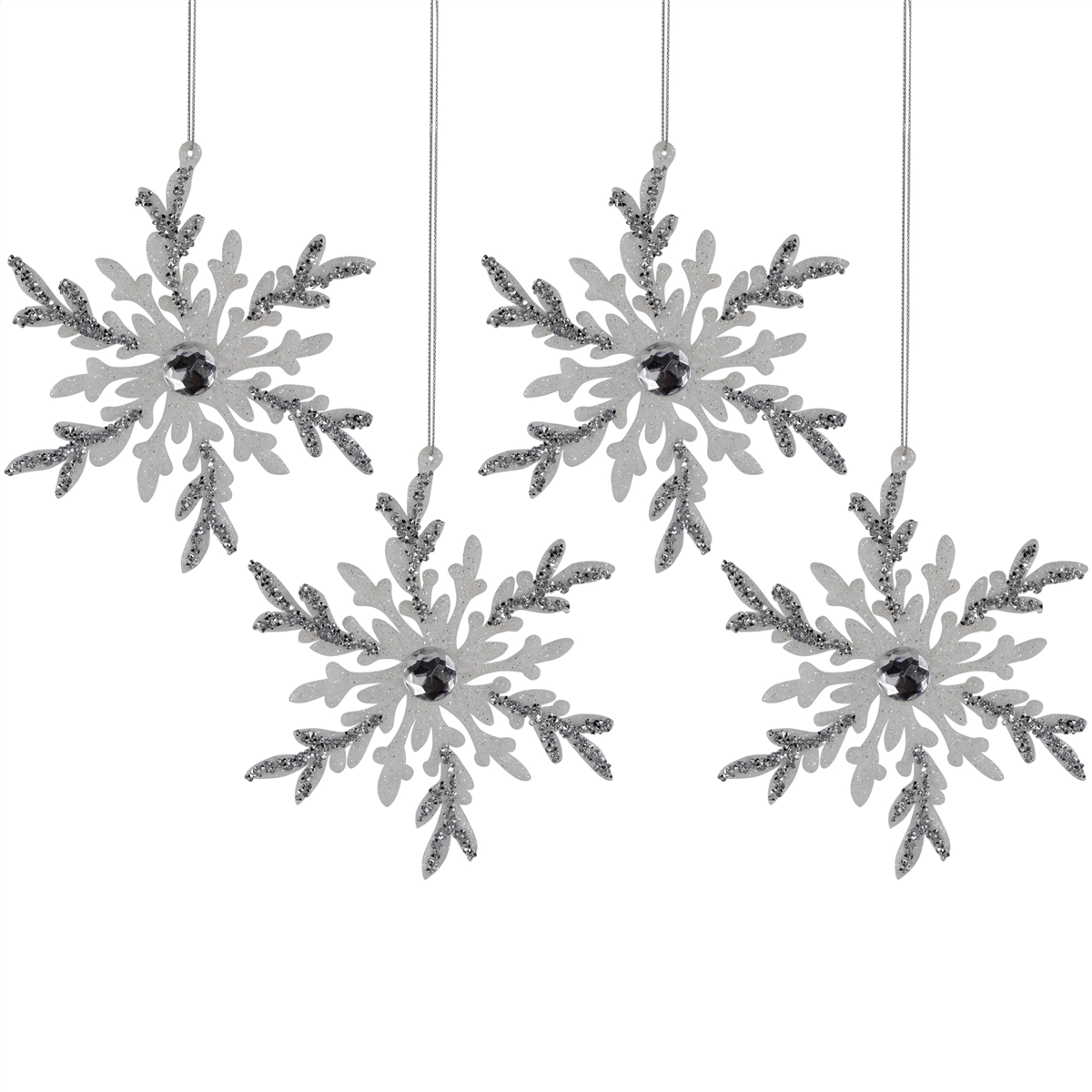 Click here for Northlight 4ct. Glitter Snowflakes Christmas Ornam... prices