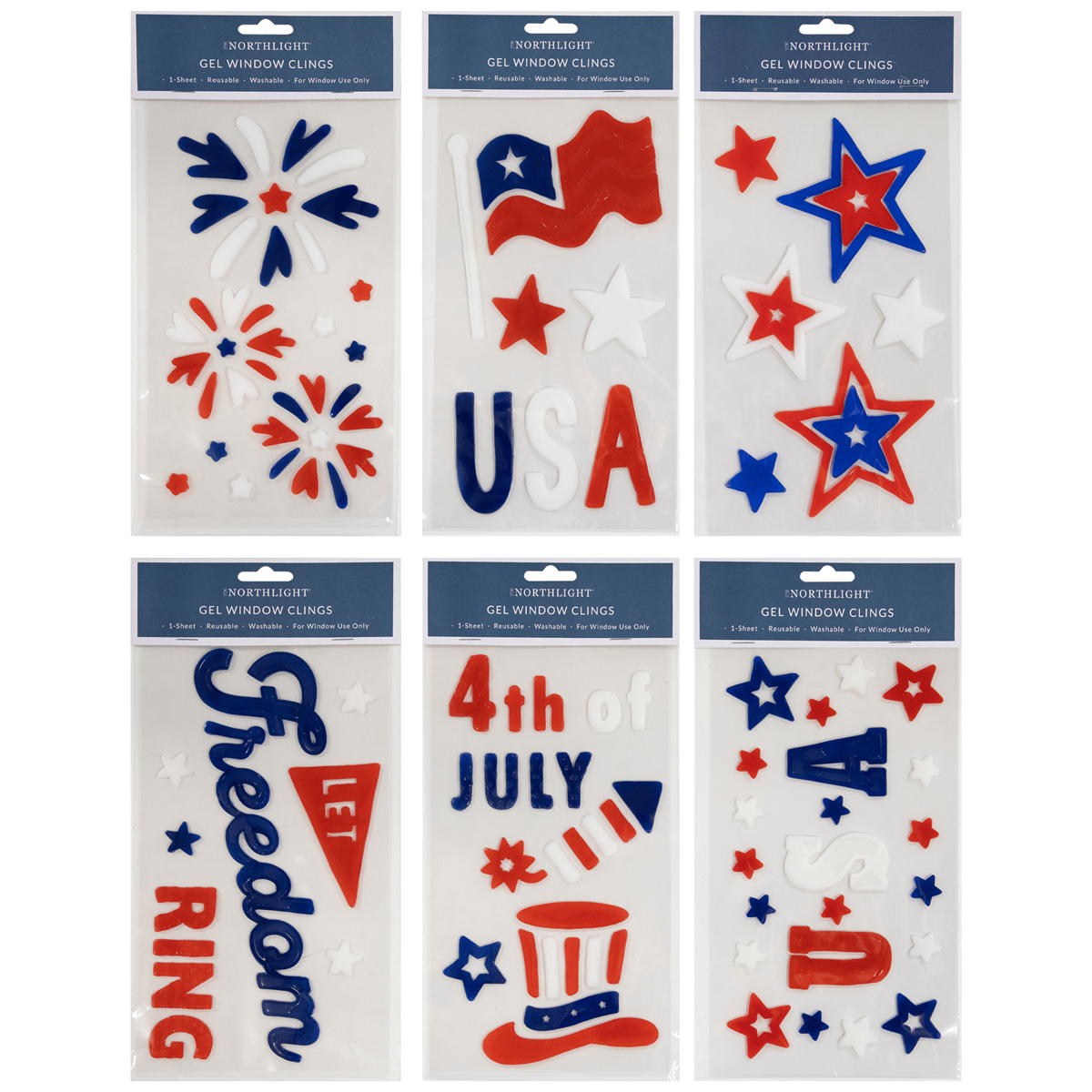 Click here for Northlight Patriotic Celebration Gel Window Clings... prices
