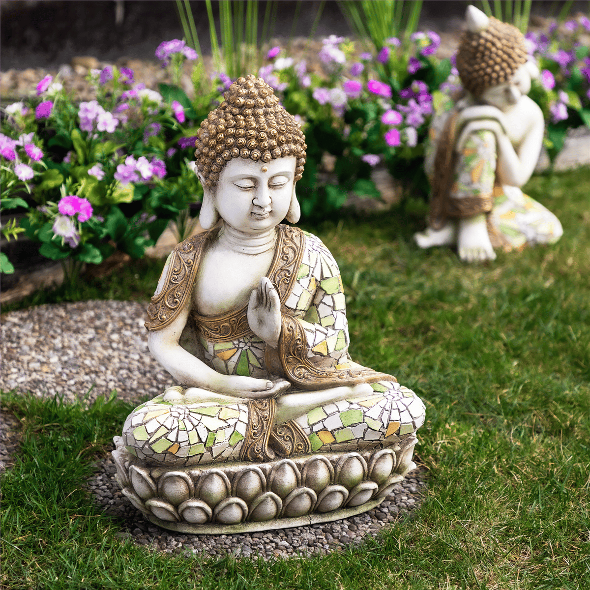 Click here for Northlight Meditating Mosaic Buddha Ceramic Garden... prices