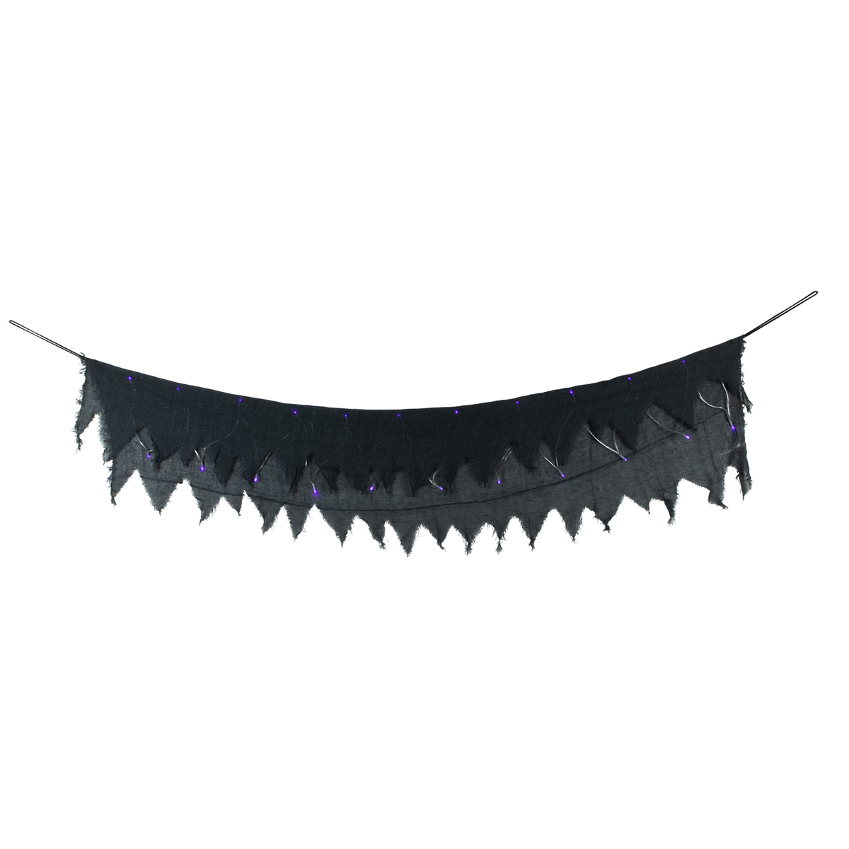 Northlight 7075 Lighted Raggedy Halloween Valance with Purple Led Lights - Gray