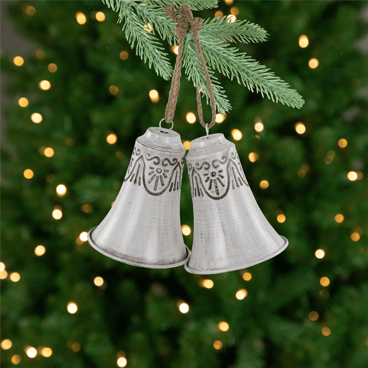 Click here for Northlight 2pc. Grey & White Embossed Bells Christ... prices
