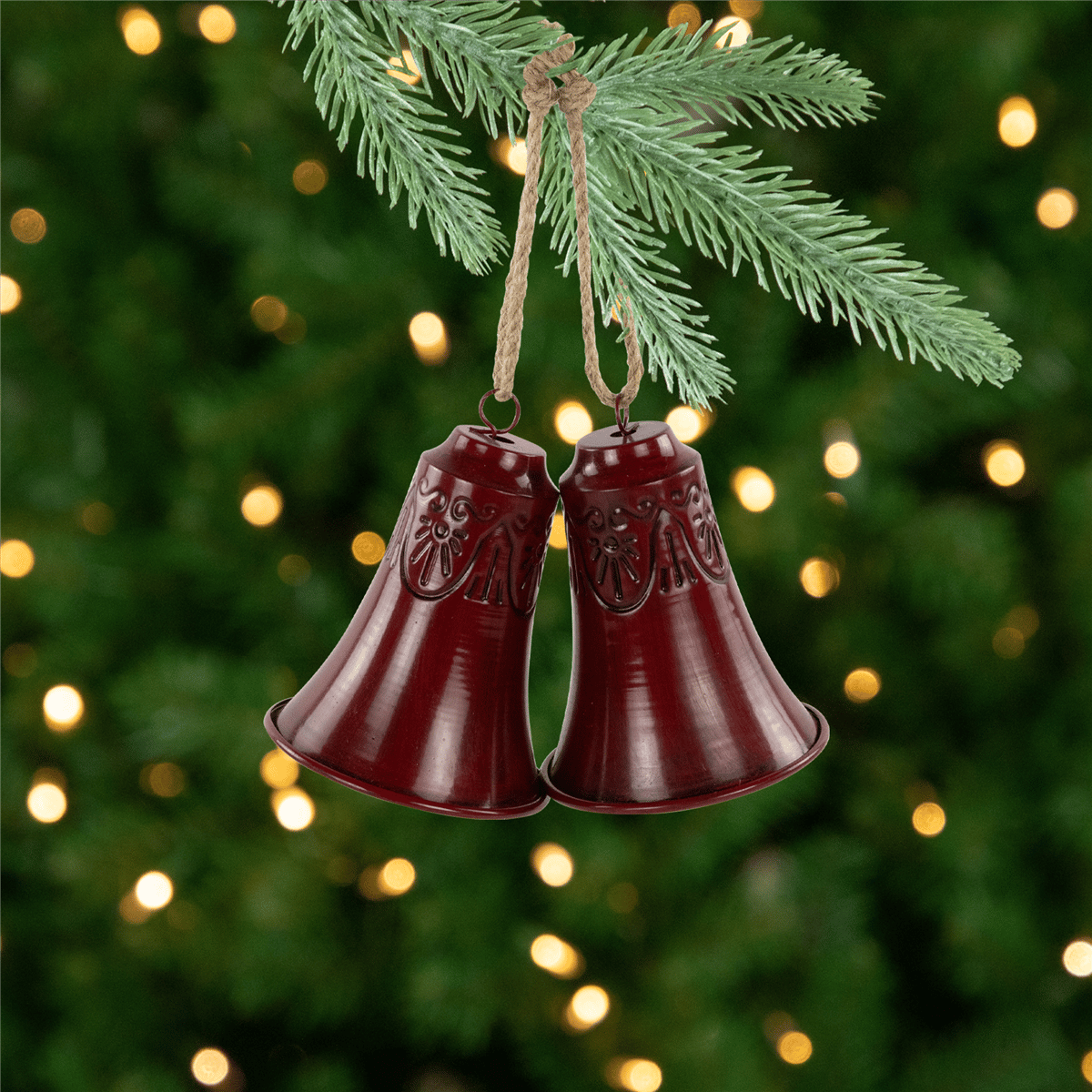 Click here for Northlight 2pc. Embossed Burgundy Christmas Bell O... prices