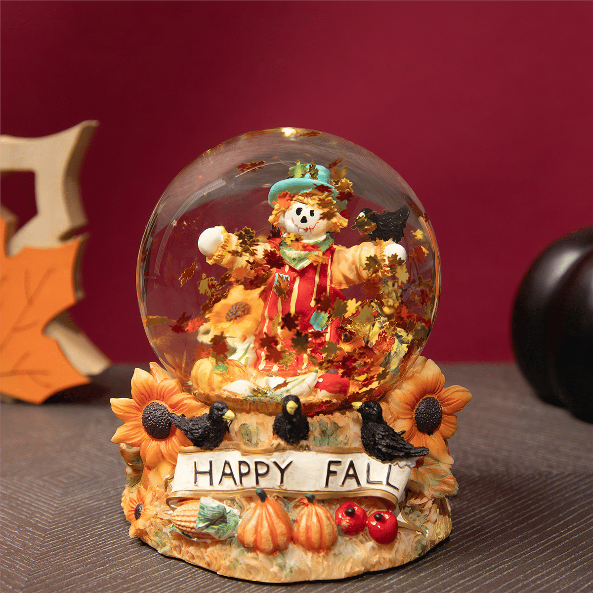 Click here for Northlight Scarecrow Happy Fall Harvest Snow Globe... prices