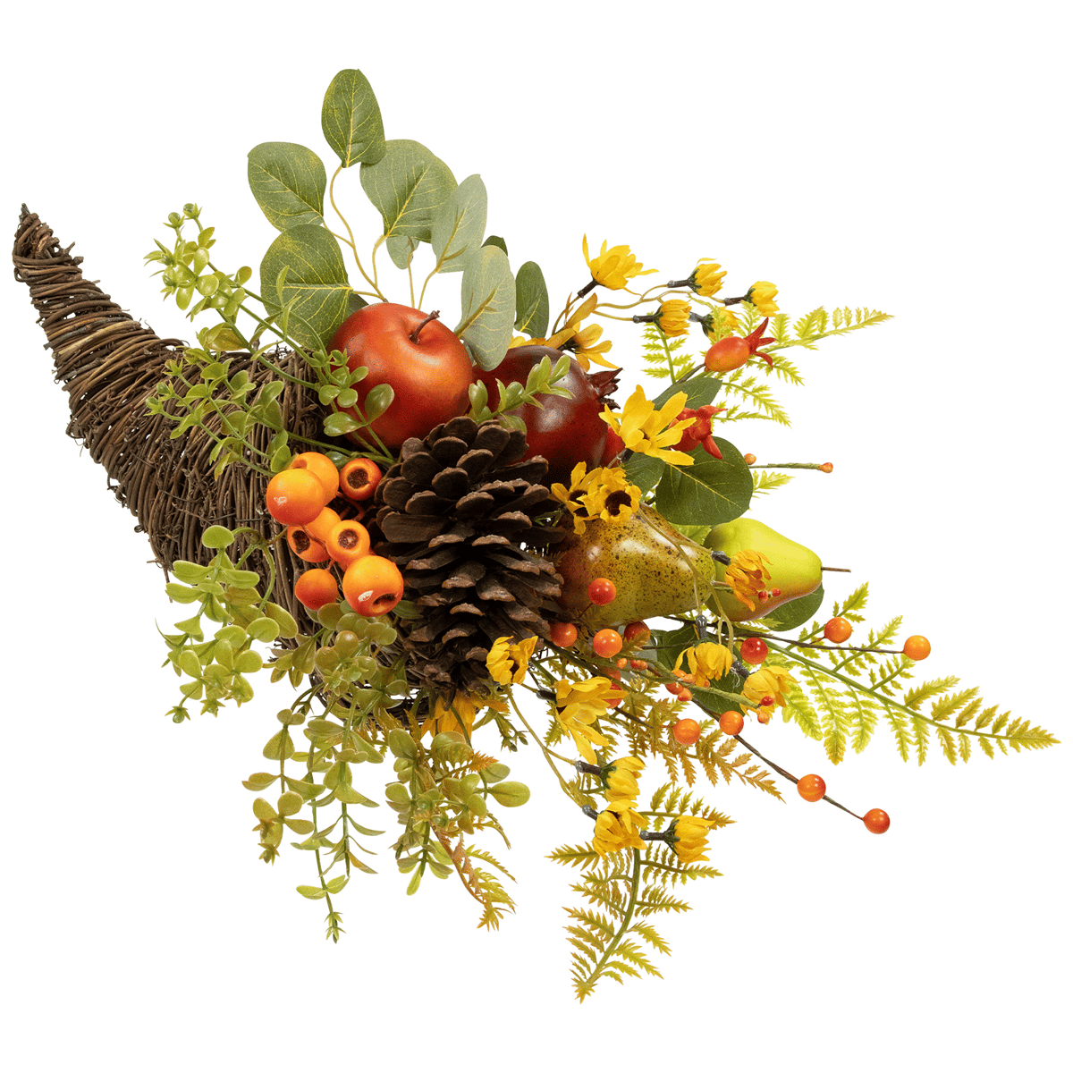 Northlight 20in Apples And Pears Cornucopia Thanksgiving Tabletop Decor  One Size  Brown