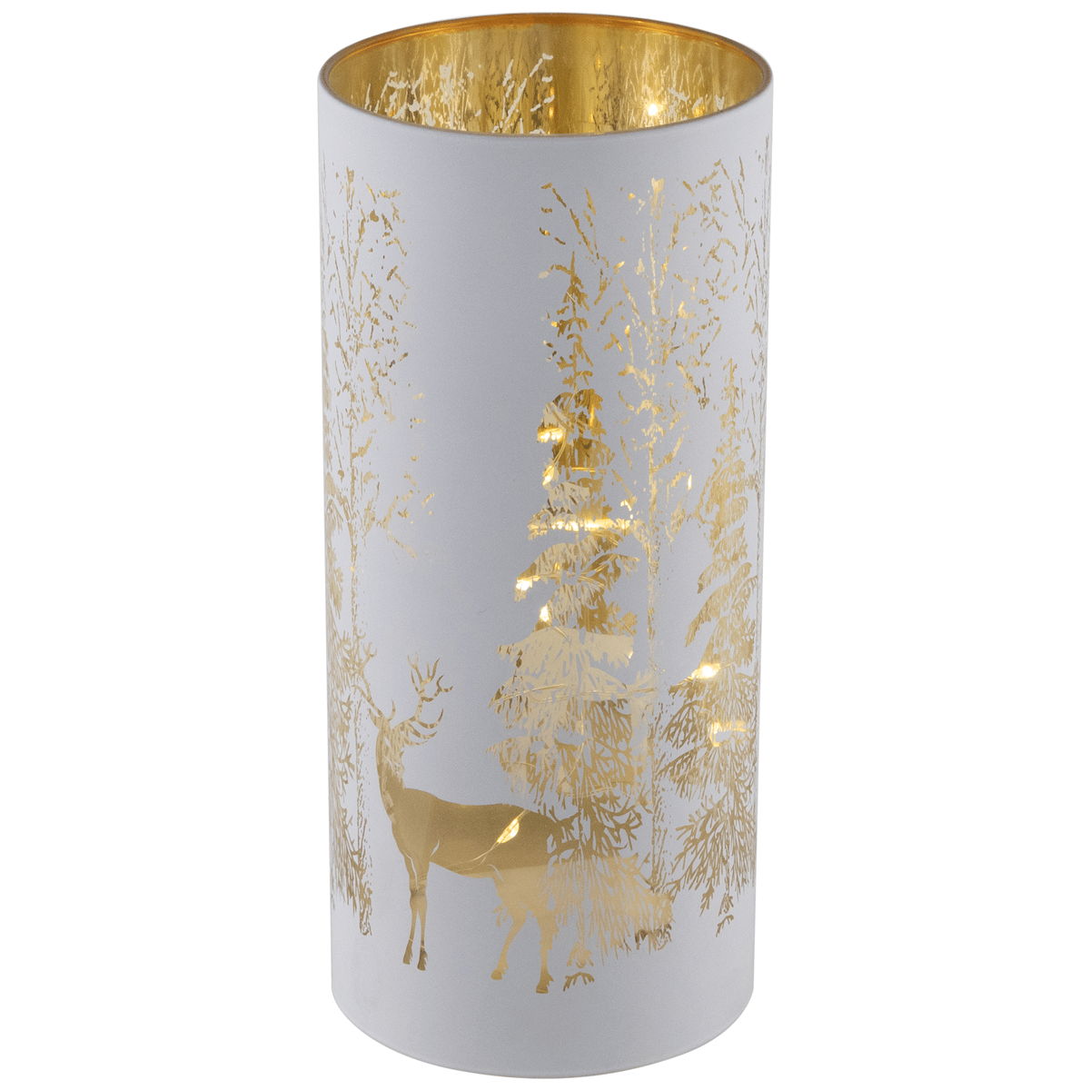 Click here for Northlight LED Deer in Forest Glass Hurricane Chri... prices