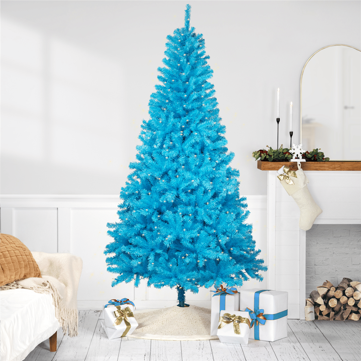 Click here for Northlight 7ft. Pre-Lit Sky Blue Artificial Pine C... prices