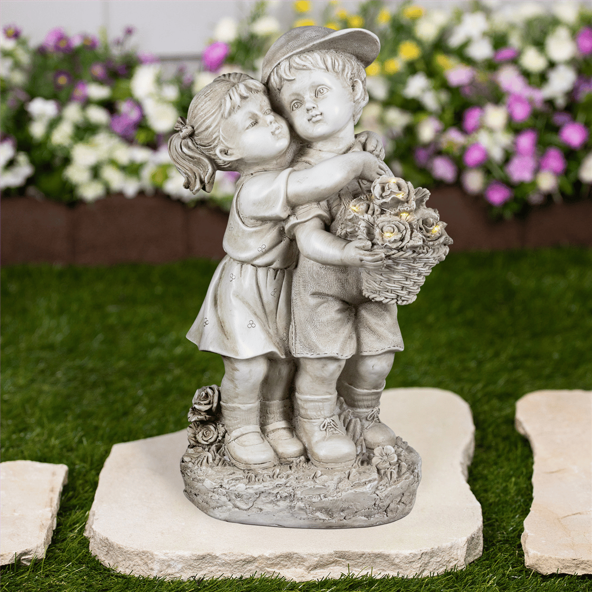 Click here for Northlight Solar Hugging Girl and Boy Outdoor Gard... prices