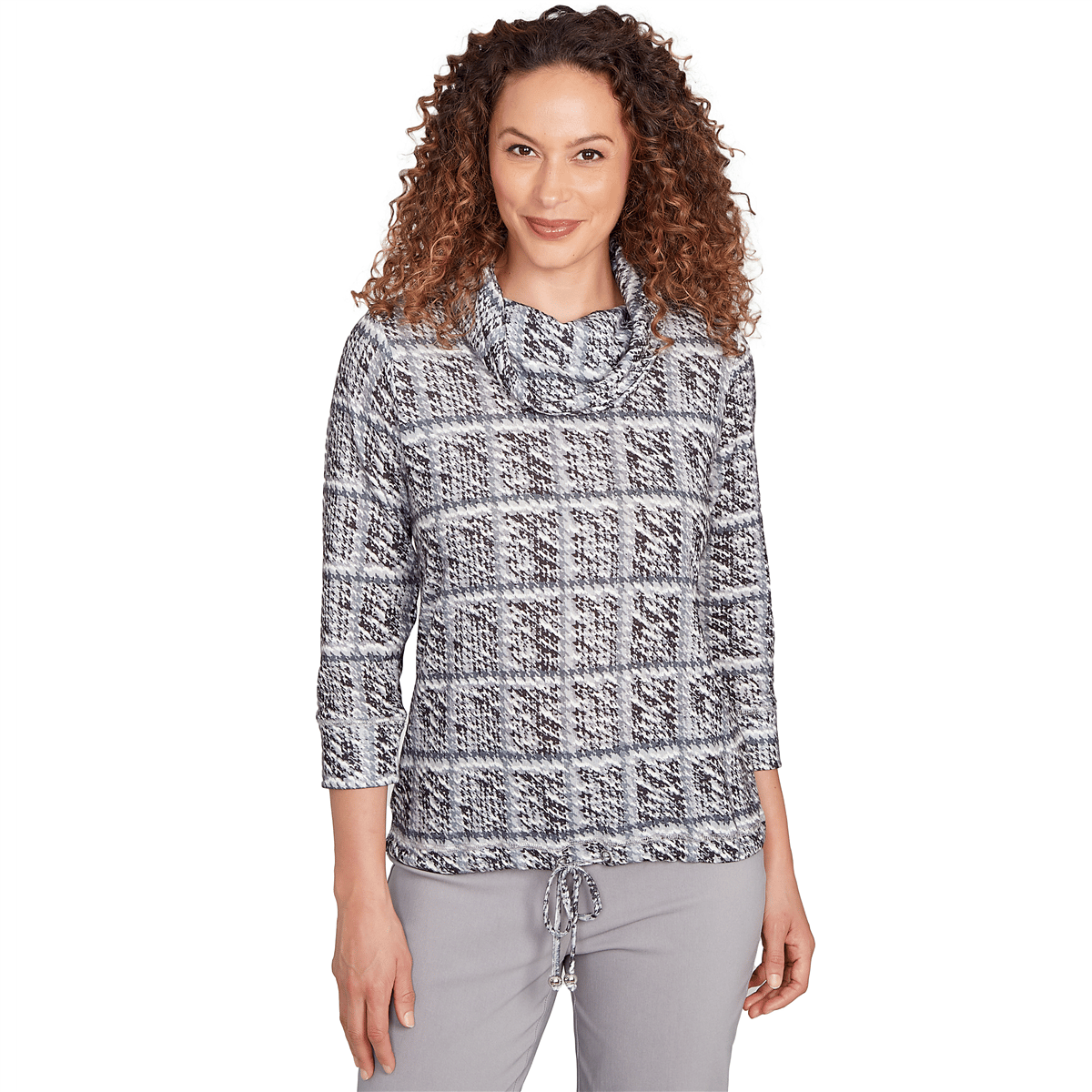 Click here for Petite Hearts of Palm Perfectly Paisley Cowl Neck... prices