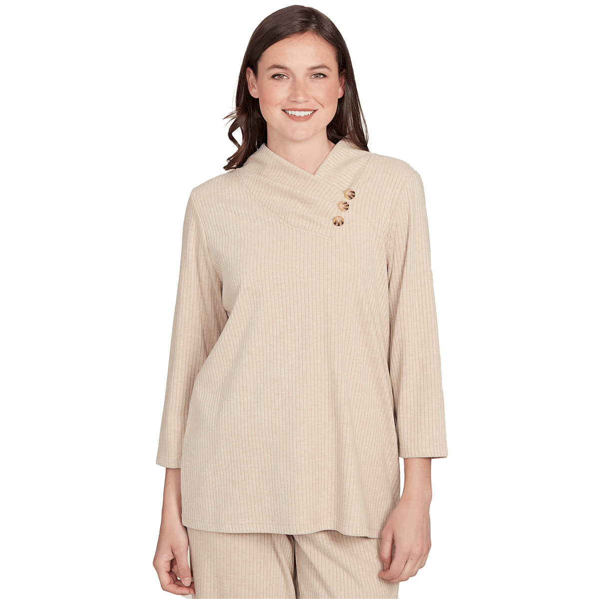 Click here for Womens Hearts of Palm Makin Me Blush Cowl Neck Rib... prices