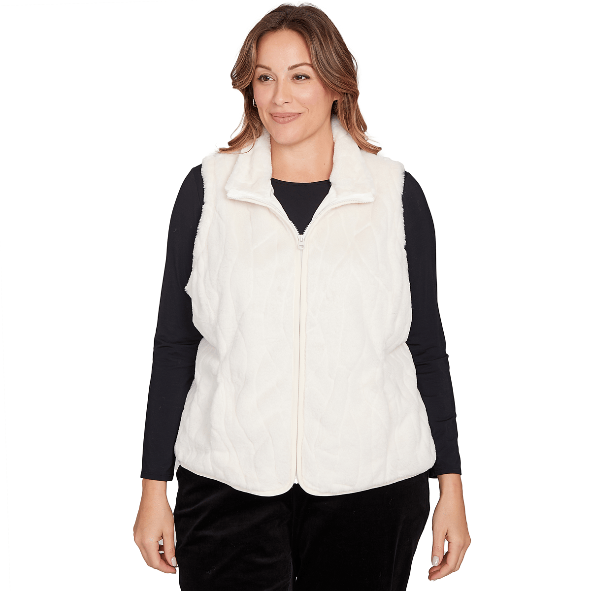 Hearts Of Palm Plus Size Solid Vest - Vanilla