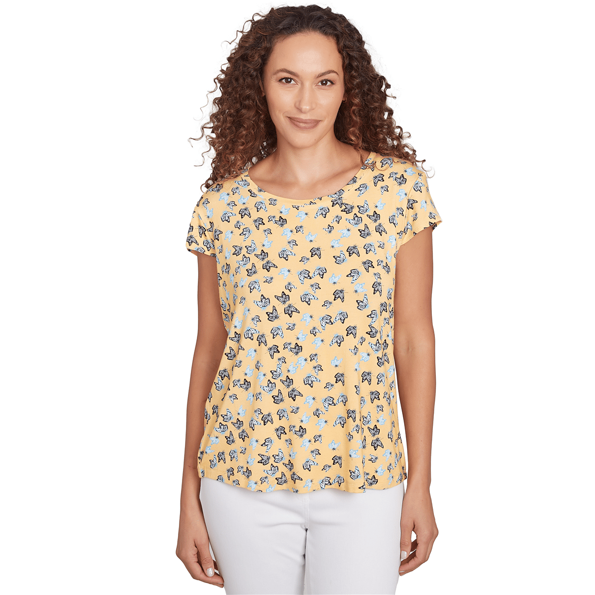 Click here for Womens Emaline Key Items Cap Sleeve Tossed Butterf... prices