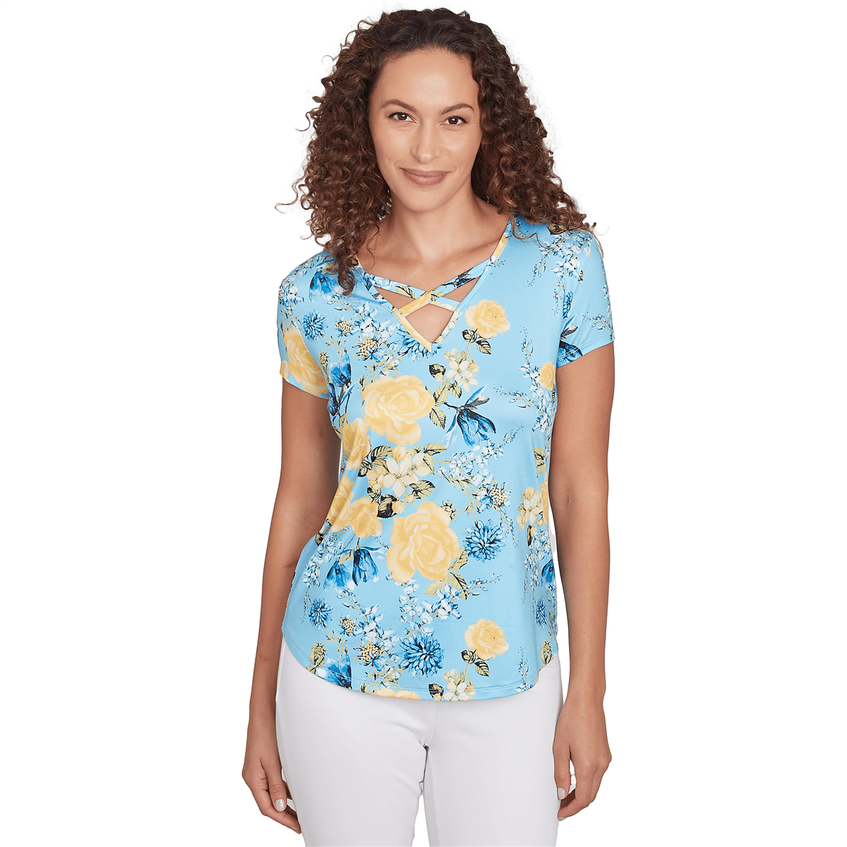 Click here for Womens Emaline Key Items Short Sleeve V-Neck Flora... prices