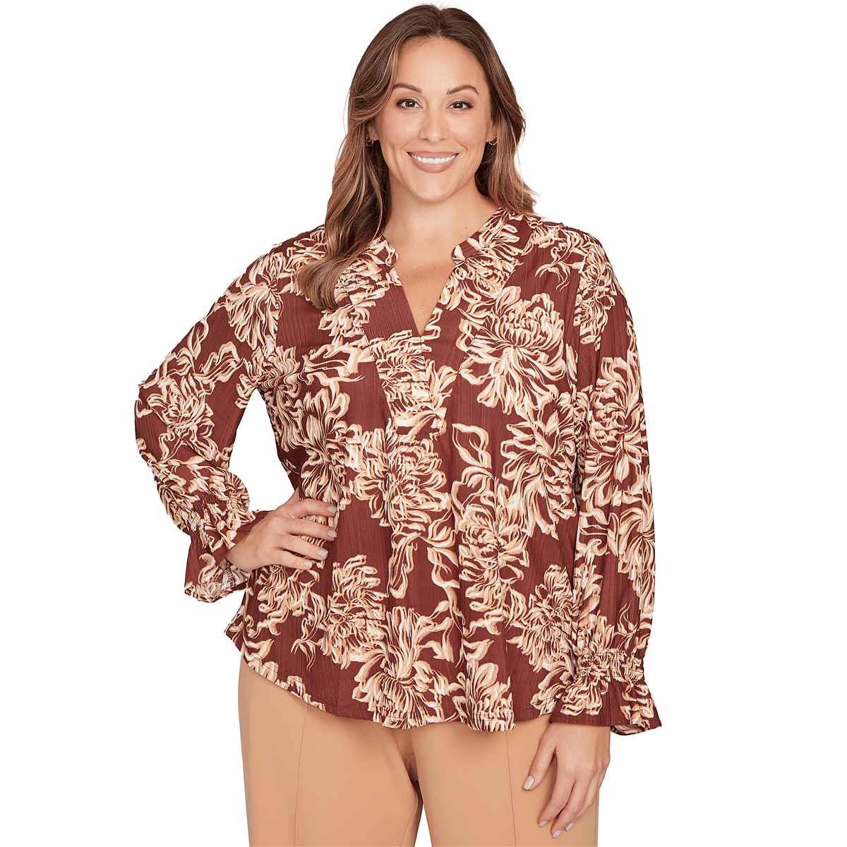 Click here for Plus Size Emaline Rockford Floral Long Sleeve Spli... prices