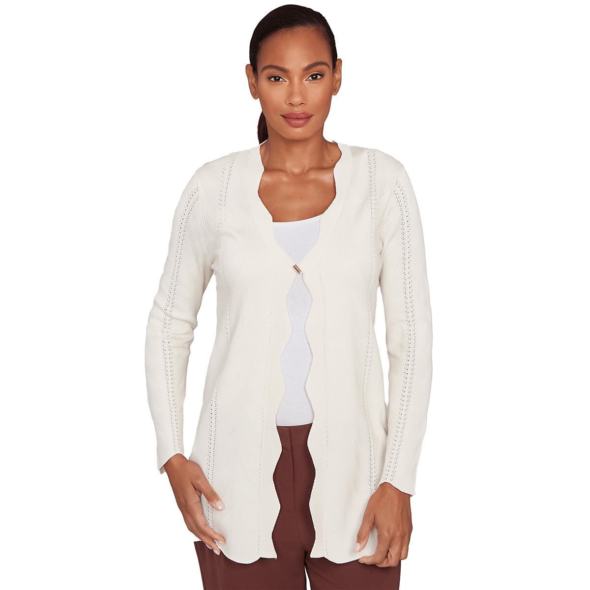Click here for Petite Emaline Rockford Long Sleeve Scalloped Edge... prices
