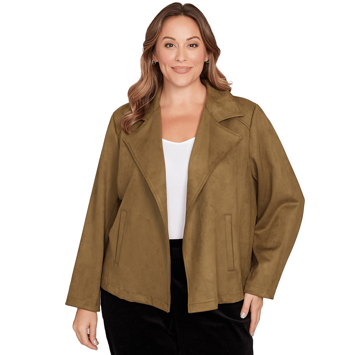Click here for Plus Size Emaline Deerfield Faux Suede Jacket prices
