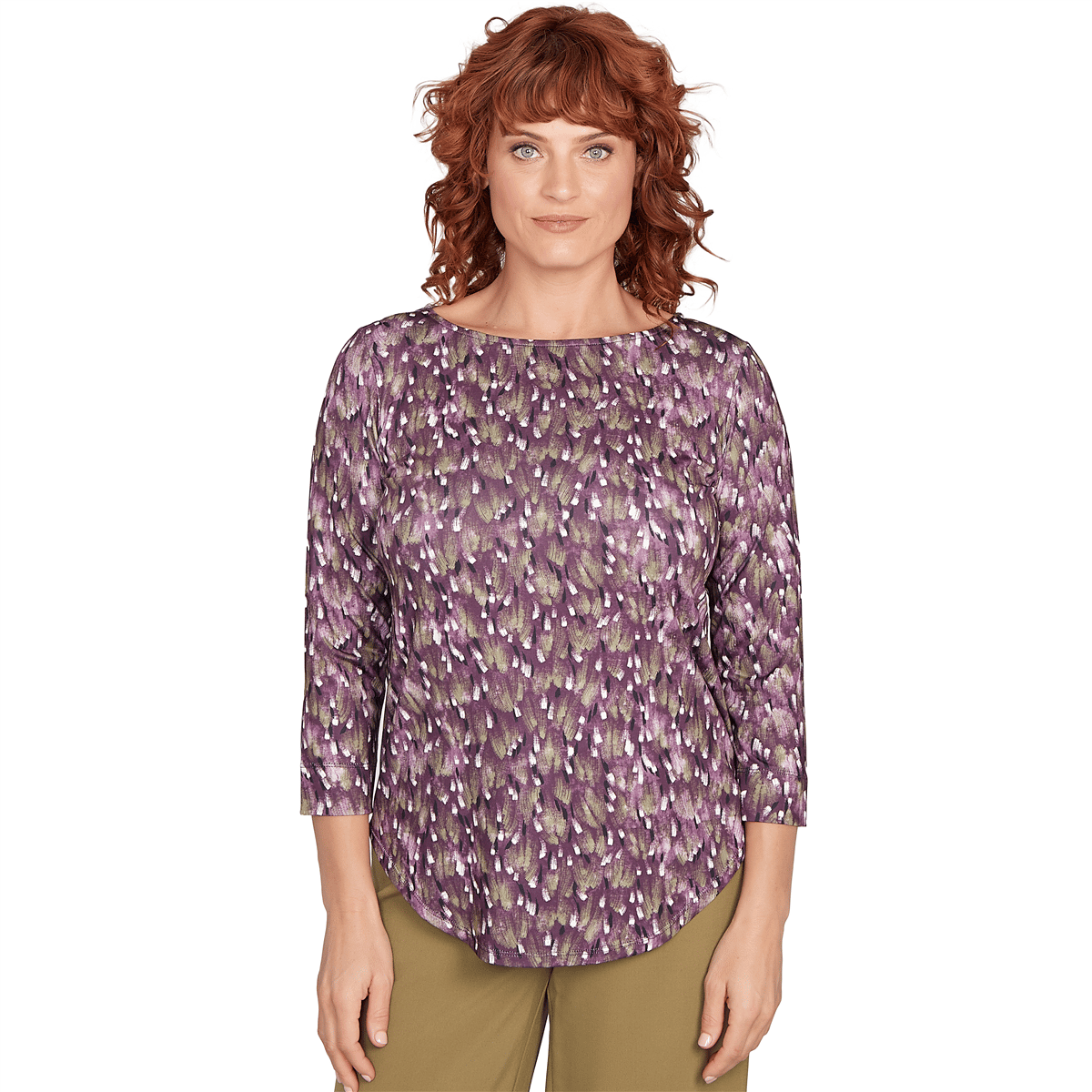 Click here for Petite Emaline Key Items 3/4 Sleeve Abstract Boat... prices