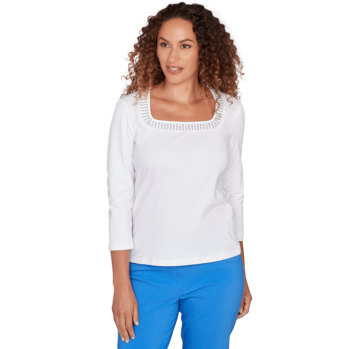 Click here for Petite Hearts of Palm Embraceable Blue Square Neck... prices