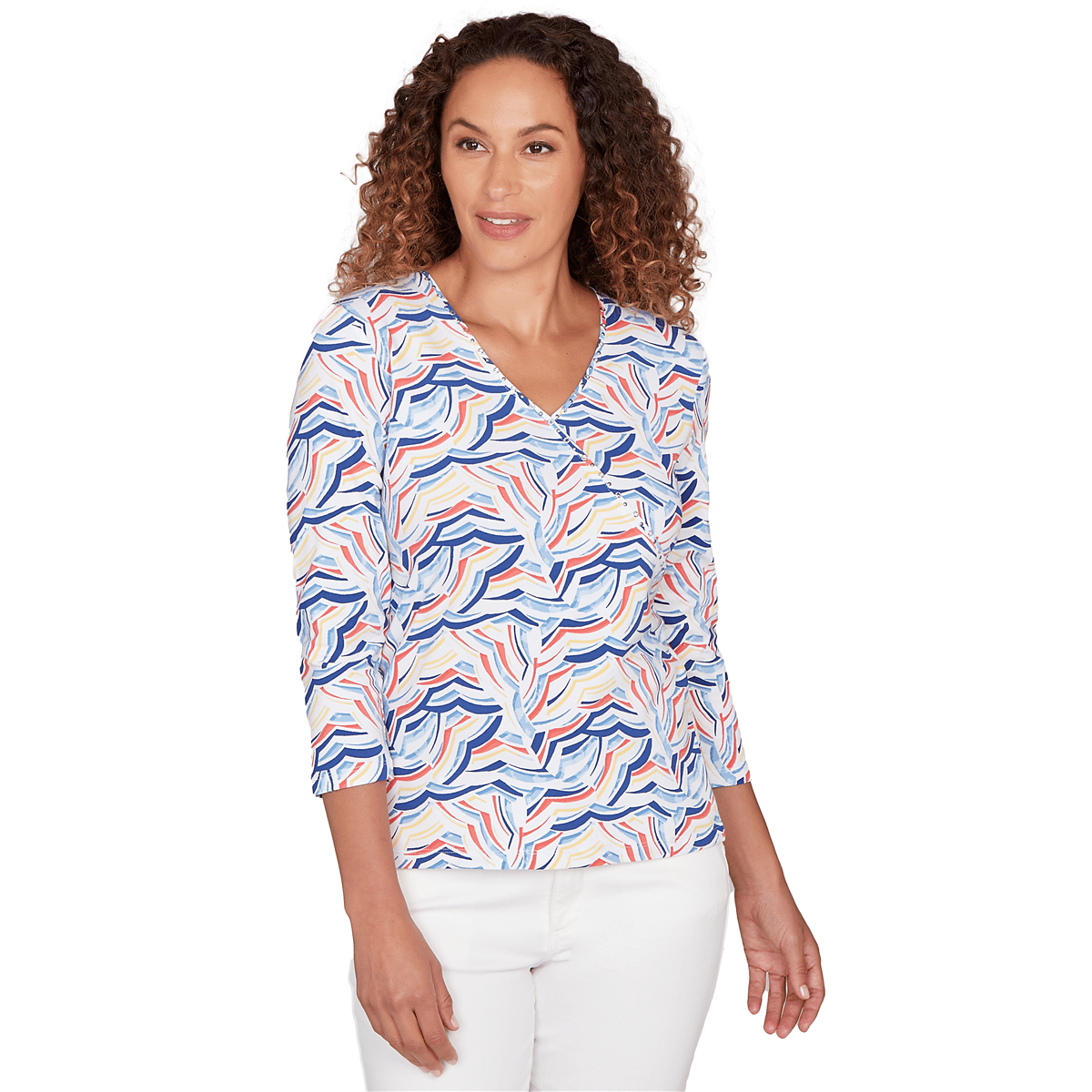 Click here for Petite Hearts of Palm Smooth Sailing 3/4 Sleeve Ab... prices